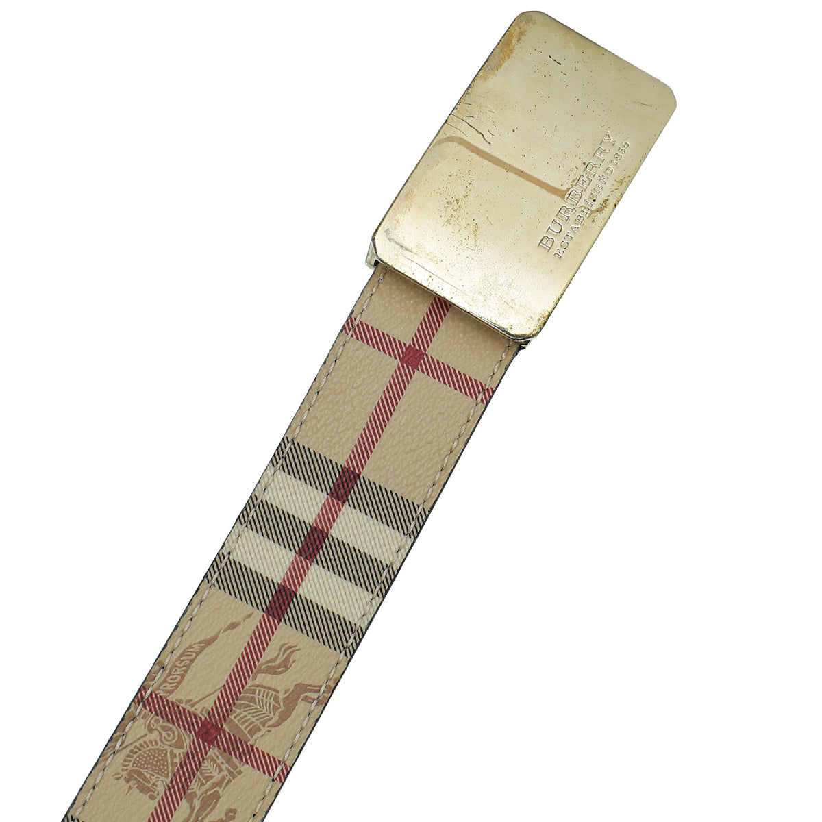 Burberry Archive Beige Reversible Haymarket Check Buckle Belt 40 – THE ...