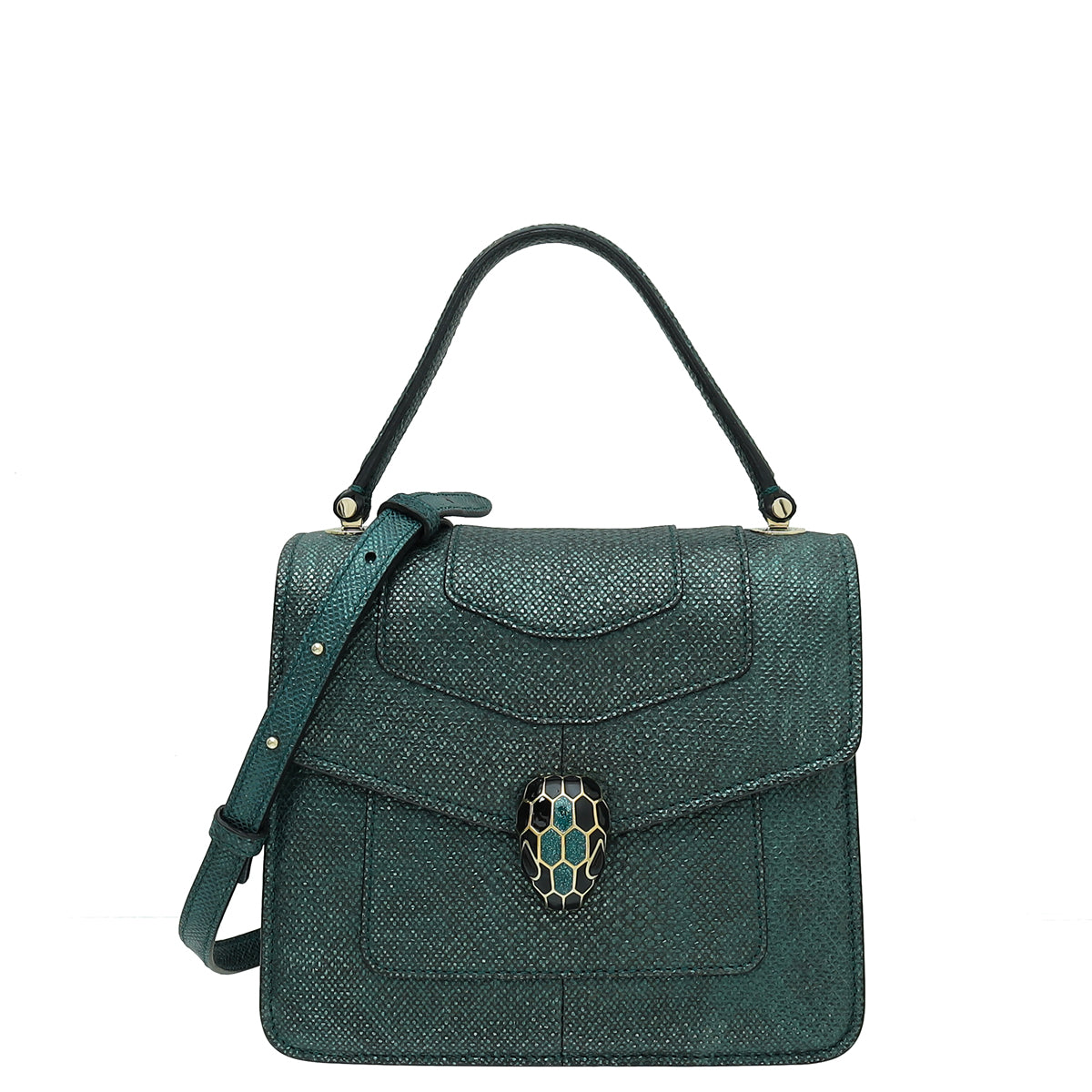 Bvlgari Green Karung Skin Serpenti Forever Top Handle Bag – THE CLOSET