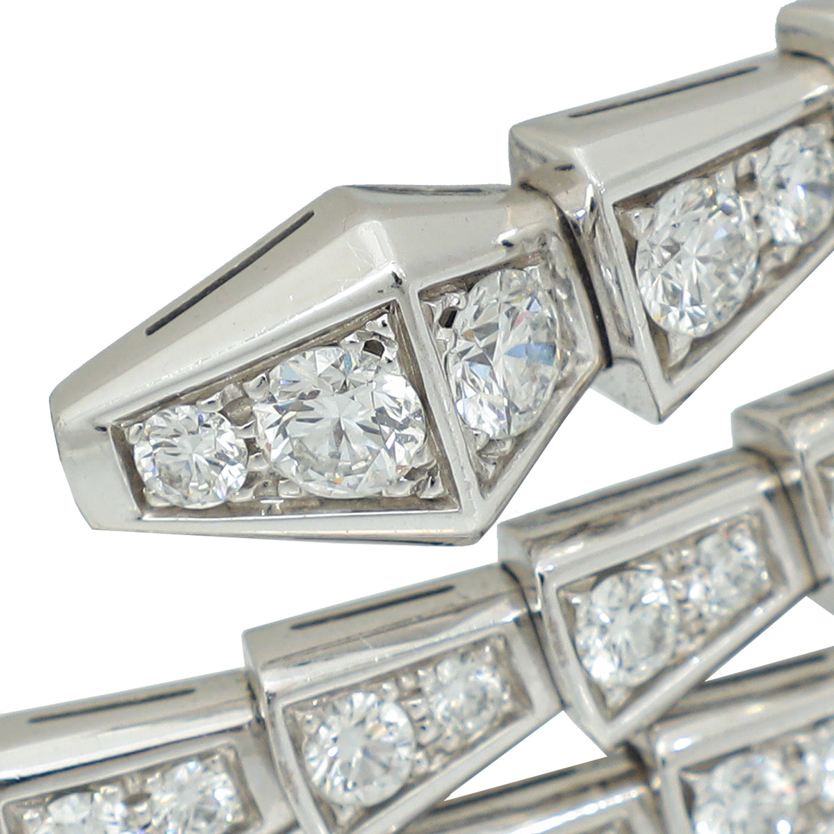 Bvlgari 18K White Gold Pave Diamonds Serpenti Viper 2 Coil Bracelet 17 ...