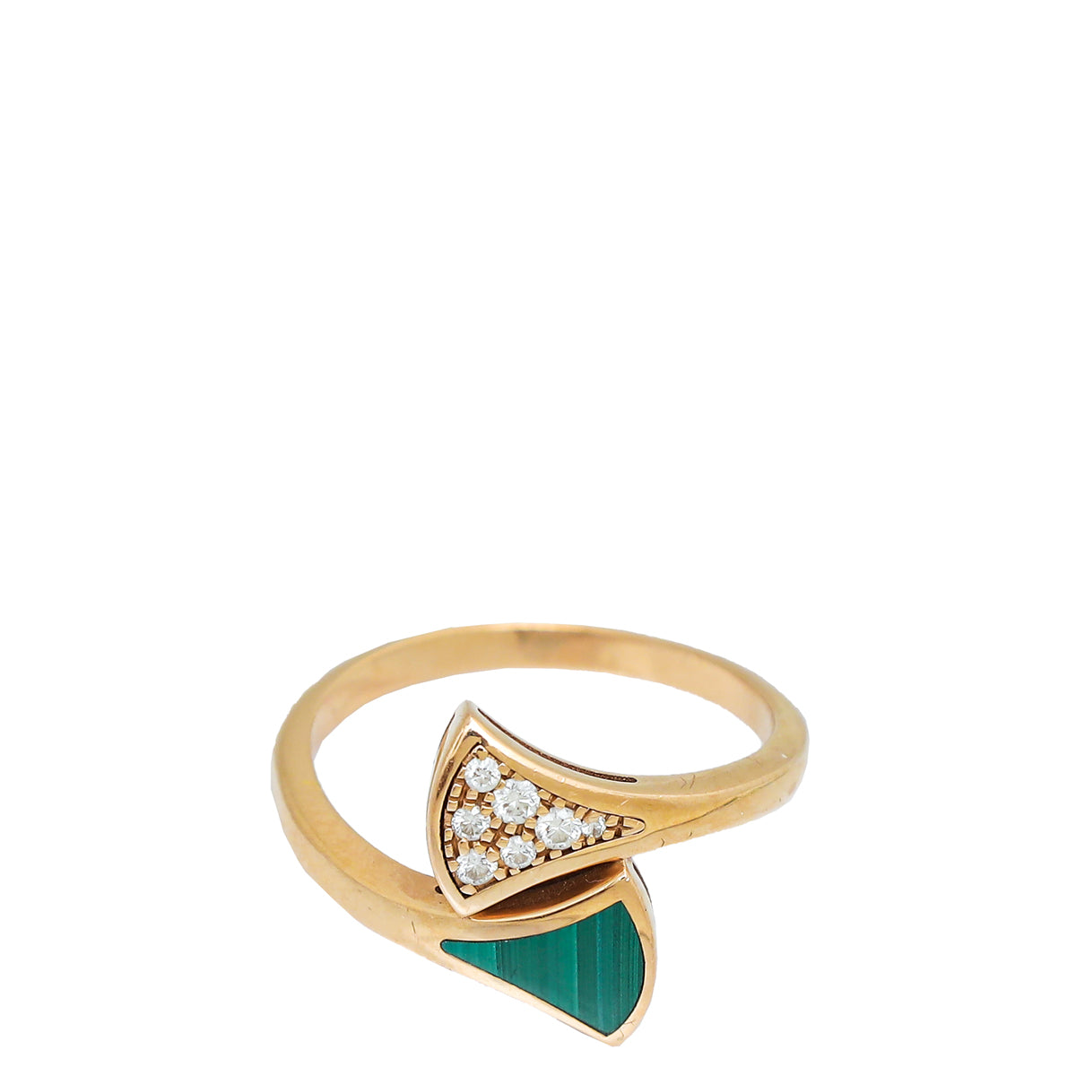 Bvlgari 18K Rose Gold Diamond Malachite Diva's Dream Ring 53 – The Closet