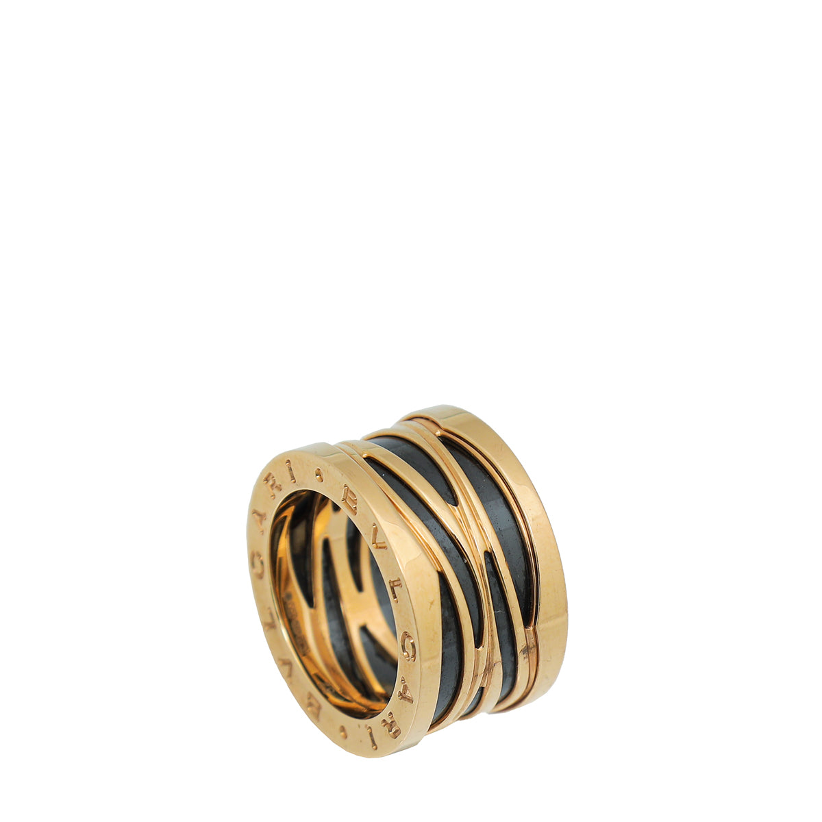 Bvlgari 18K Rose Gold Black Ceramic B Zero1 Design Legend Ring 52 – THE ...