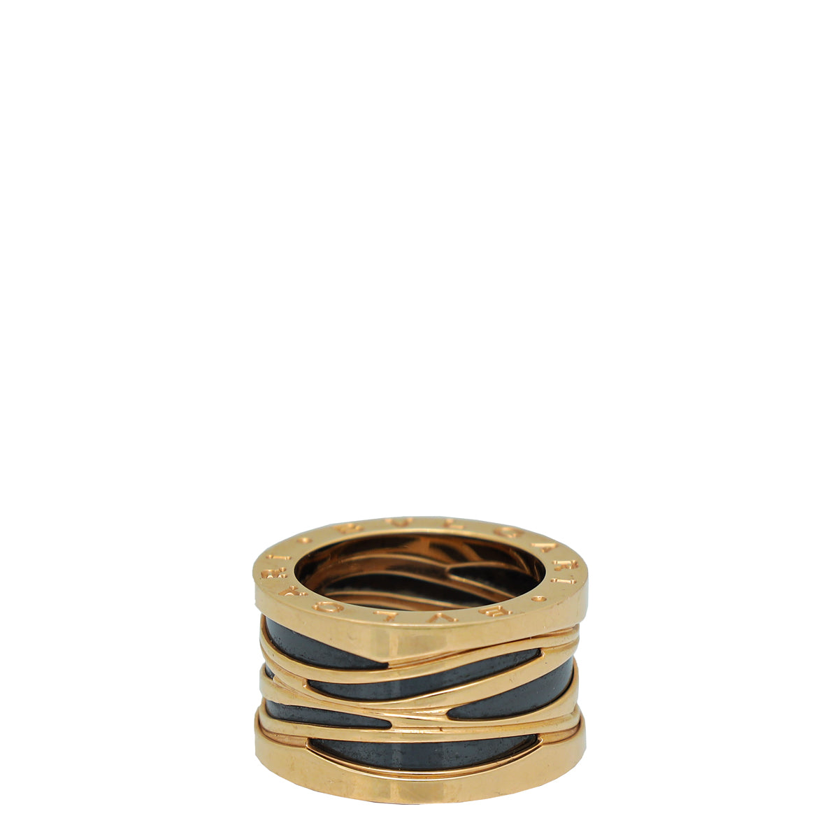 Bvlgari 18K Rose Gold Black Ceramic B Zero1 Design Legend Ring 52 – THE ...