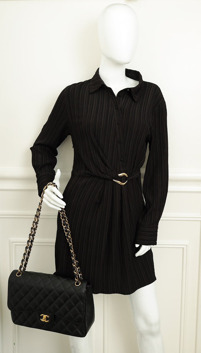 Chanel Black CC Classic Double Flap Jumbo Bag – THE CLOSET