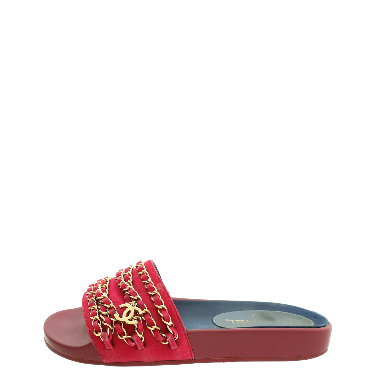 Chanel Burgundy CC Chain Slide Pool Sandal 36 – THE CLOSET