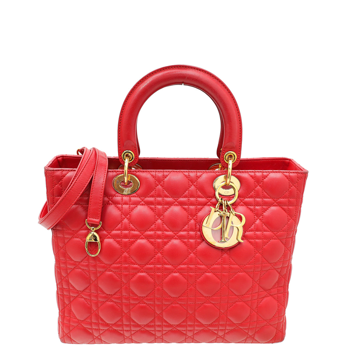 Christian Dior Red Lady Dior Large Bag – THE CLOSET