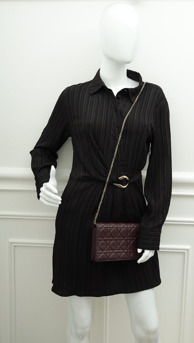 Christian Dior Burgundy Lady Dior Chain Pouch – THE CLOSET