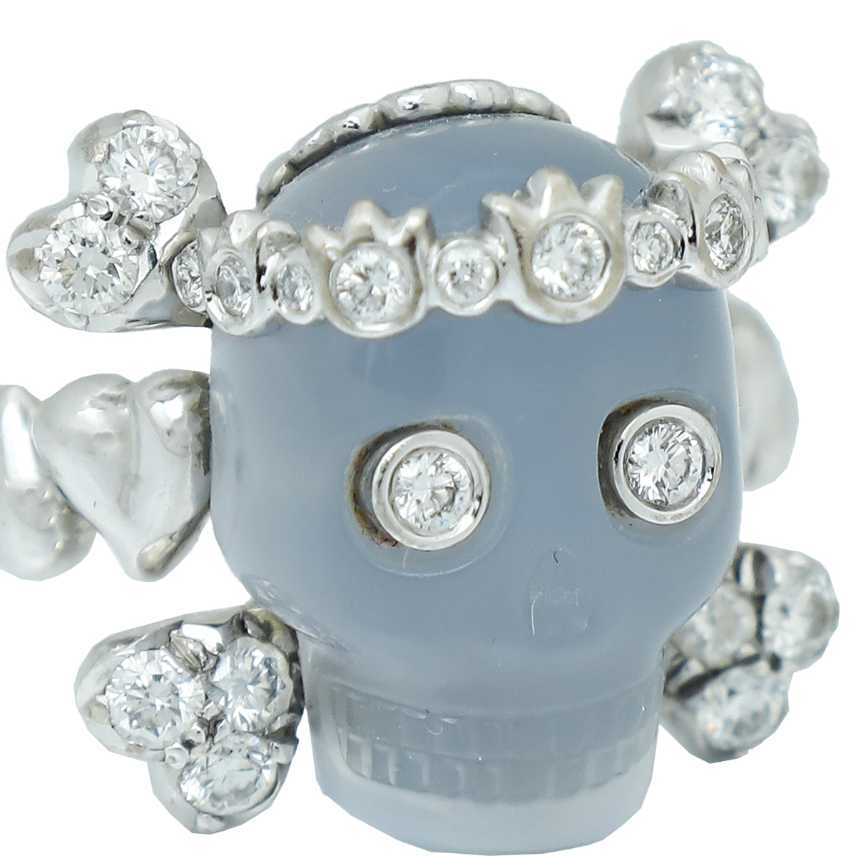 Christian Dior 18K White Gold Diamond Tete De Mort Skull Ring 50 – THE ...
