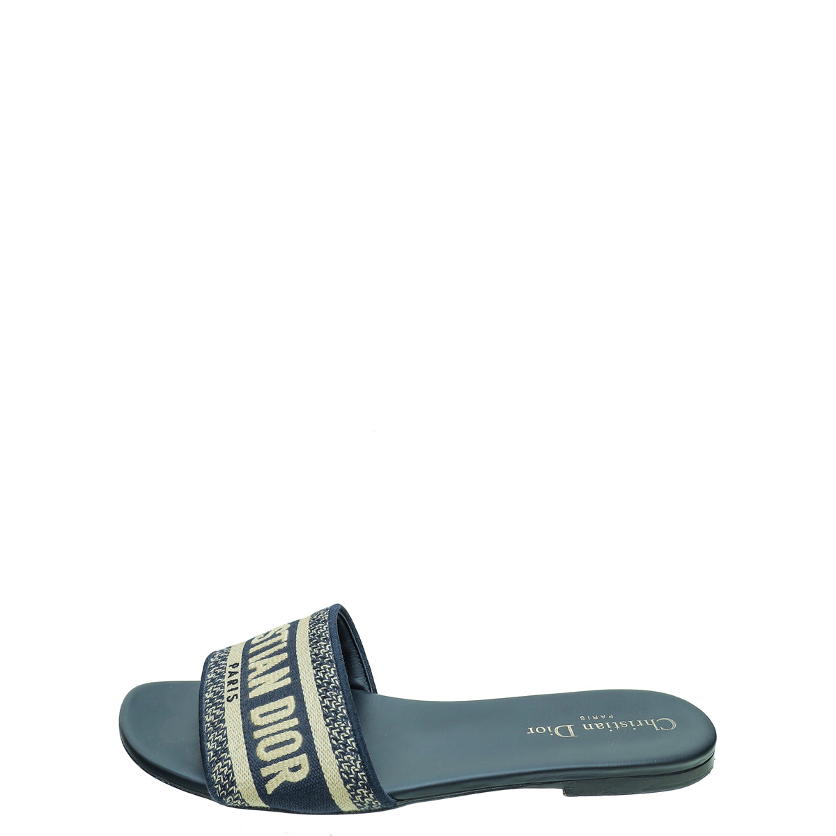 Christian Dior Navy Blue Dway Embroidered Flat Sandal 38.5 – THE CLOSET