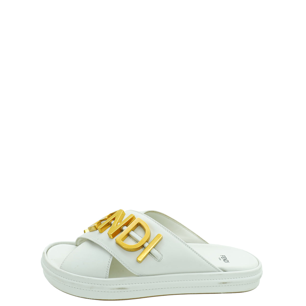 Fendi White Vitello Fendigraphy Slide Sandals 38.5 – THE CLOSET