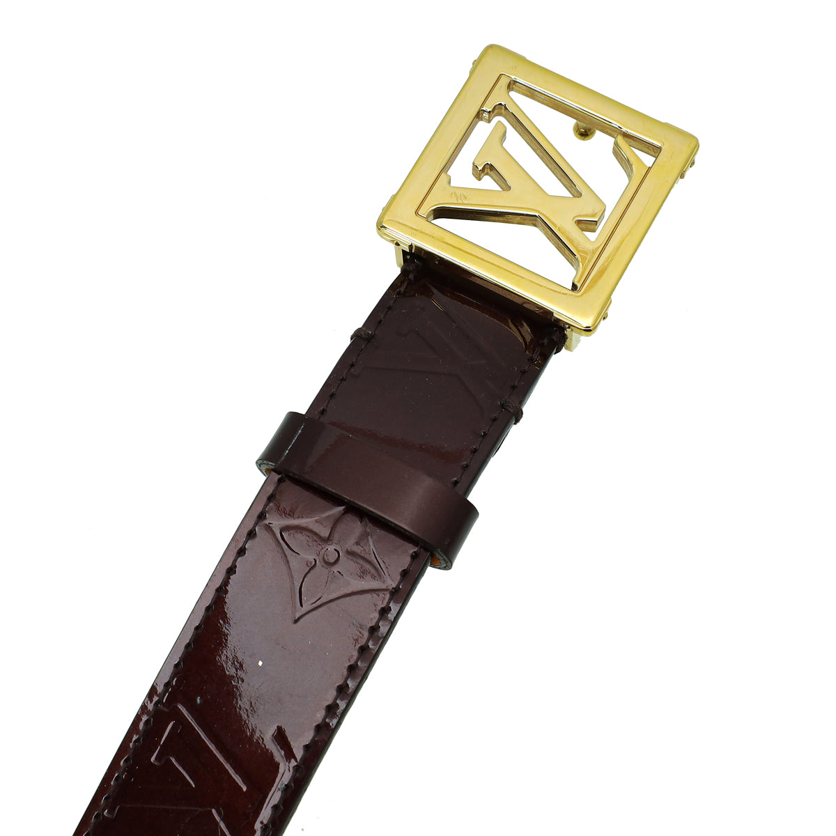 Louis Vuitton Amarante Monogram Vernis LV Frame Buckle Belt 34 – THE CLOSET