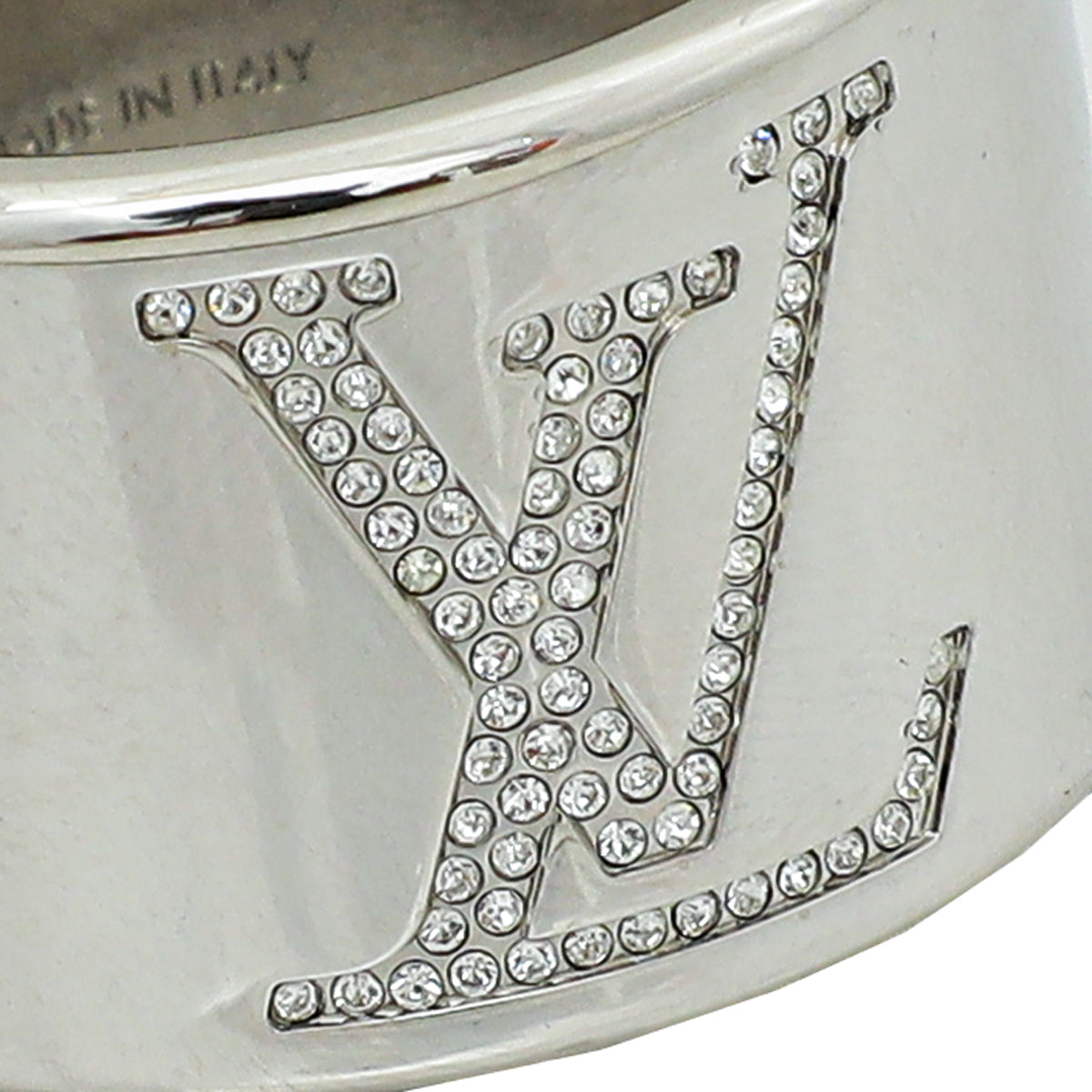 Louis Vuitton Silver Monogram Strass Crystal Wide Large Men's Ring 64 ...