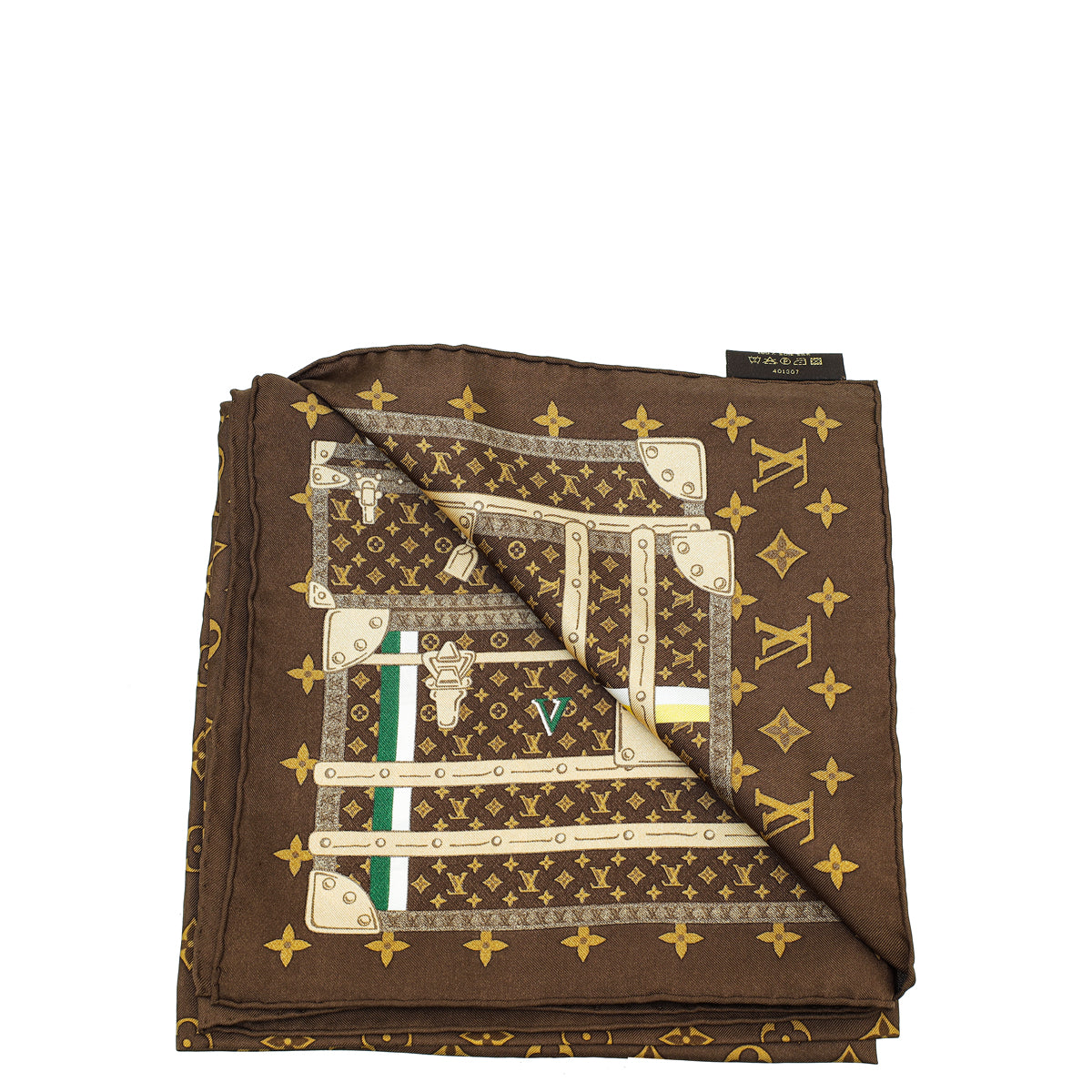Louis Vuitton Brown Monogram Trunks Print Square Scarf – THE CLOSET