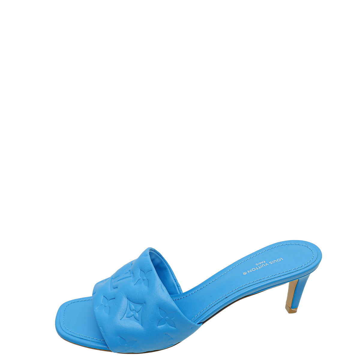Louis Vuitton Royal Blue Monogram Embossed Revival Mules 38 – THE CLOSET