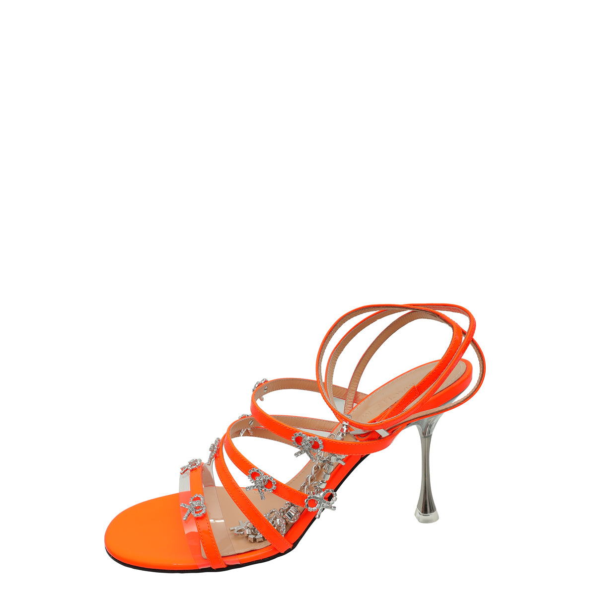 Mach & Mach Neon Orange Queen Heeled Ankle Strap Sandals 39 – THE CLOSET