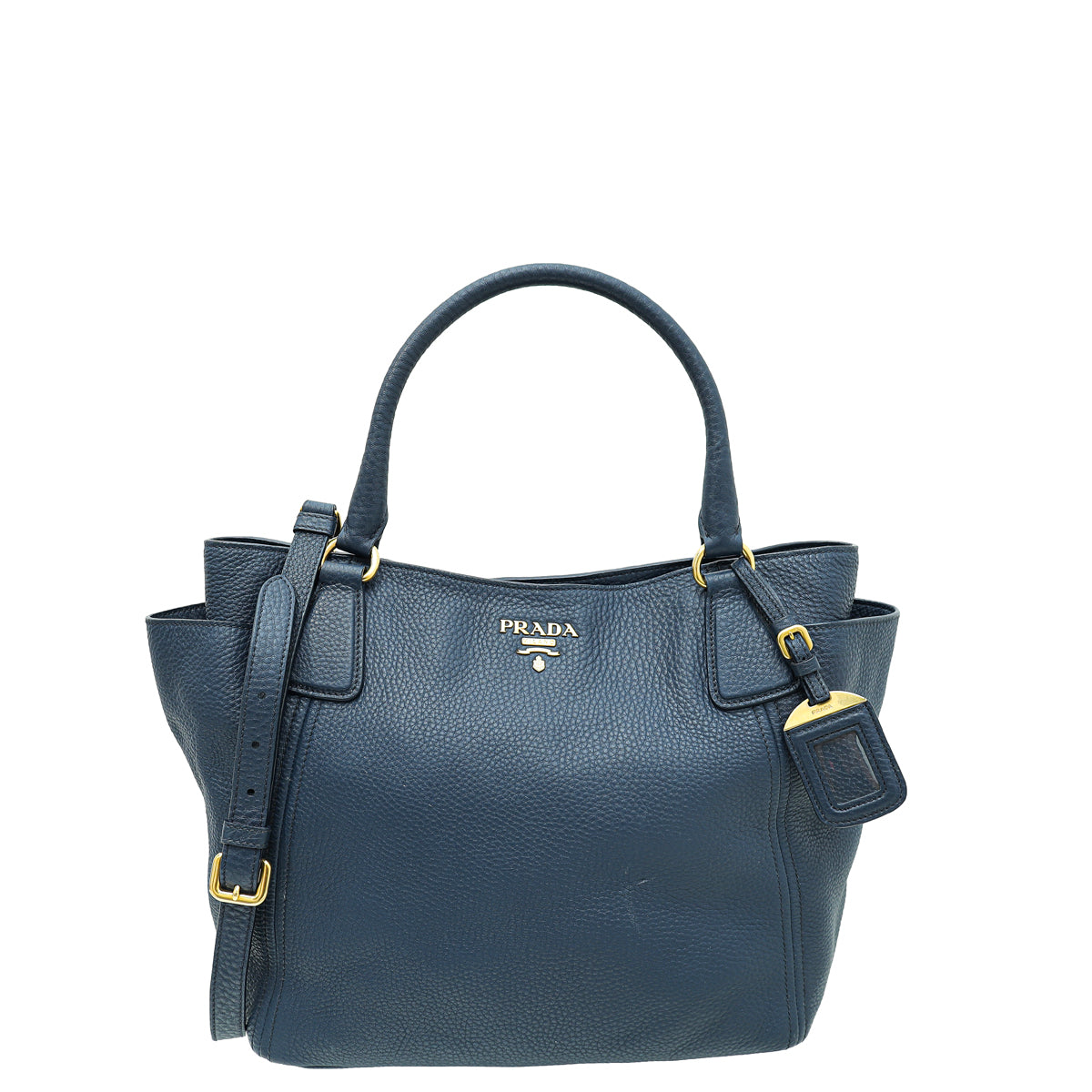 Prada Navy Blue Vitello Daino Tote Bag – THE CLOSET