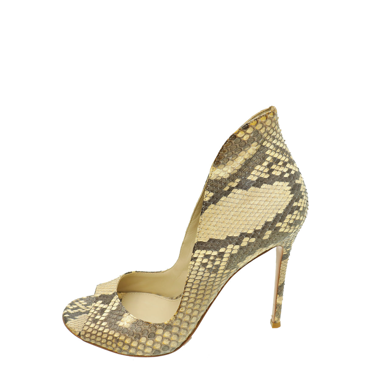 Gianvito Rossi Bicolor Python Peep Toe Pumps 40 – THE CLOSET