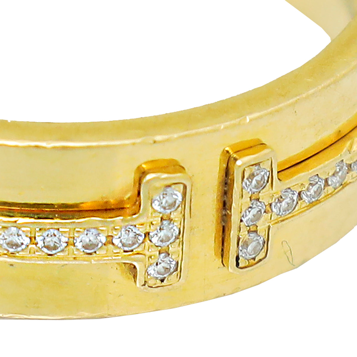 Tiffany & Co 18K Yellow Gold Diamond T Wide Ring 54 – The Closet