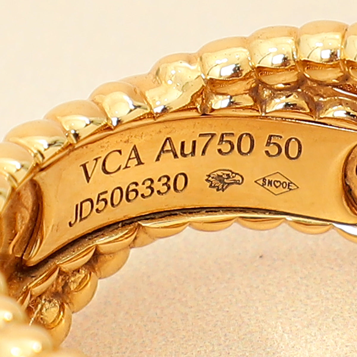 Van Cleef & Arpels 18K Yellow Gold Perlée Diamonds Duo Ring 50 – THE CLOSET