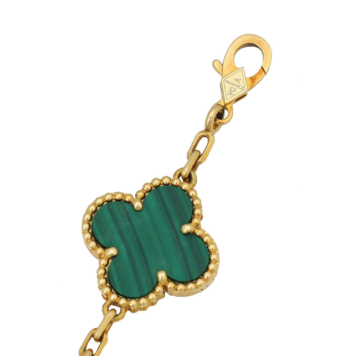 Van Cleef & Arpels 18K Yellow Gold 5 Motifs Malachite Vintage Alhambra ...