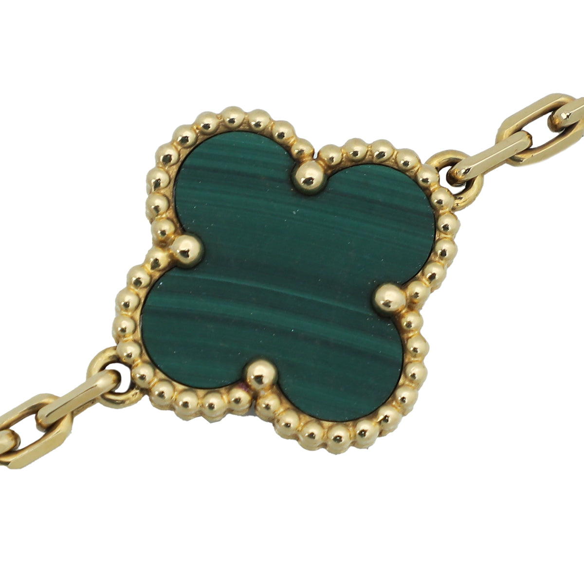 Van Cleef & Arpels 18K Yellow Gold 5 Motifs Malachite Vintage Alhambra ...