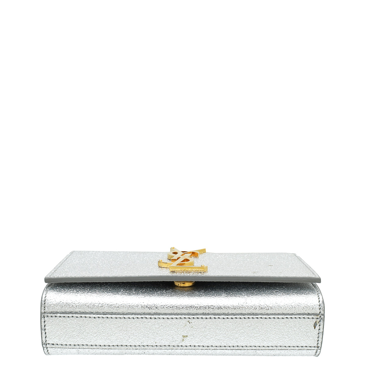YSL Metallic Silver Monogram Kate Mini Shoulder Bag – THE CLOSET