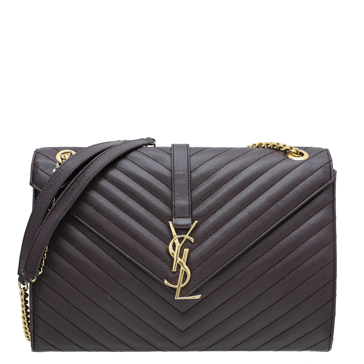YSL Burgundy Monogram Flap Large Satchel Bag – THE CLOSET