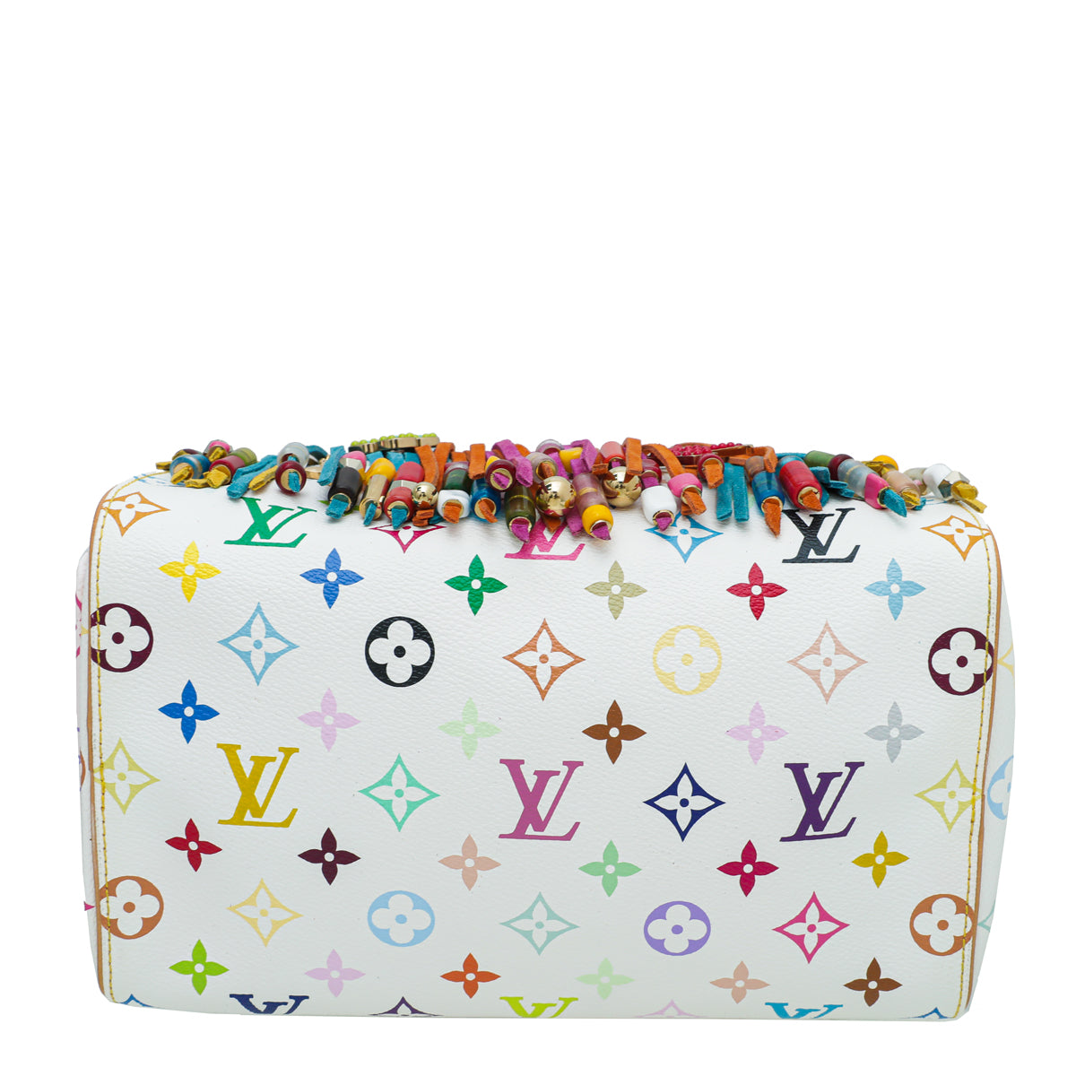 Louis Vuitton White Multicolor Monogram Fringe Speedy 25 Bag – THE CLOSET