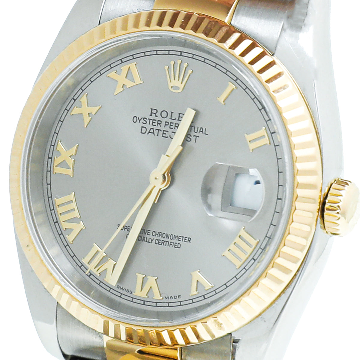 Rolex Oyster Yellow Gold Perpetual Datejust Roman numerals 36mm Watch ...
