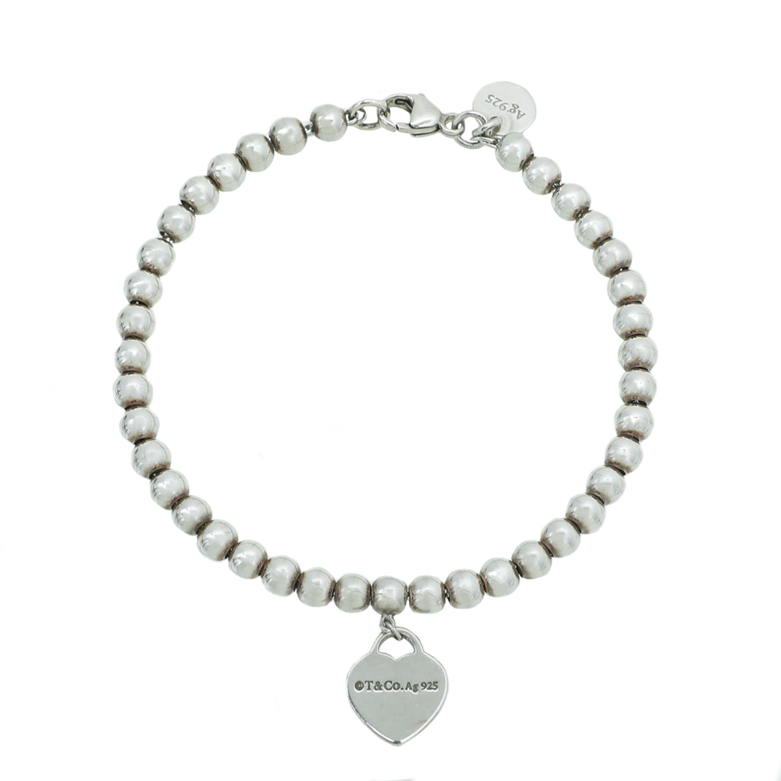 Tiffany & Co Silver Heart Tag Bead Bracelet – The Closet