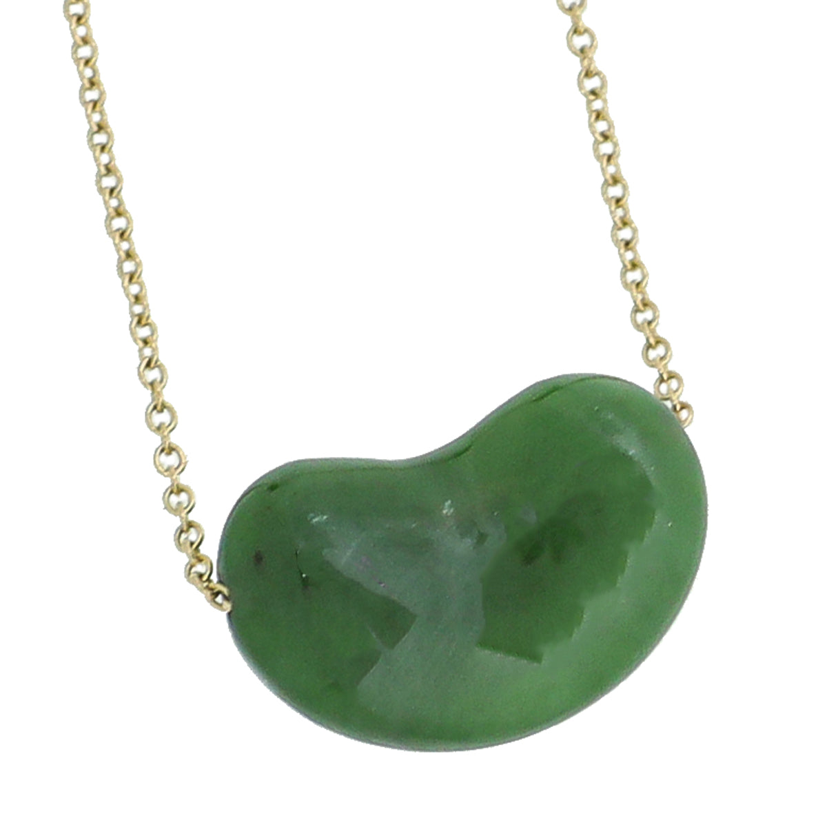 Tiffany & Co 18K Yellow Gold Green Jade Elsa Peretti Bean 18mm Pendant ...