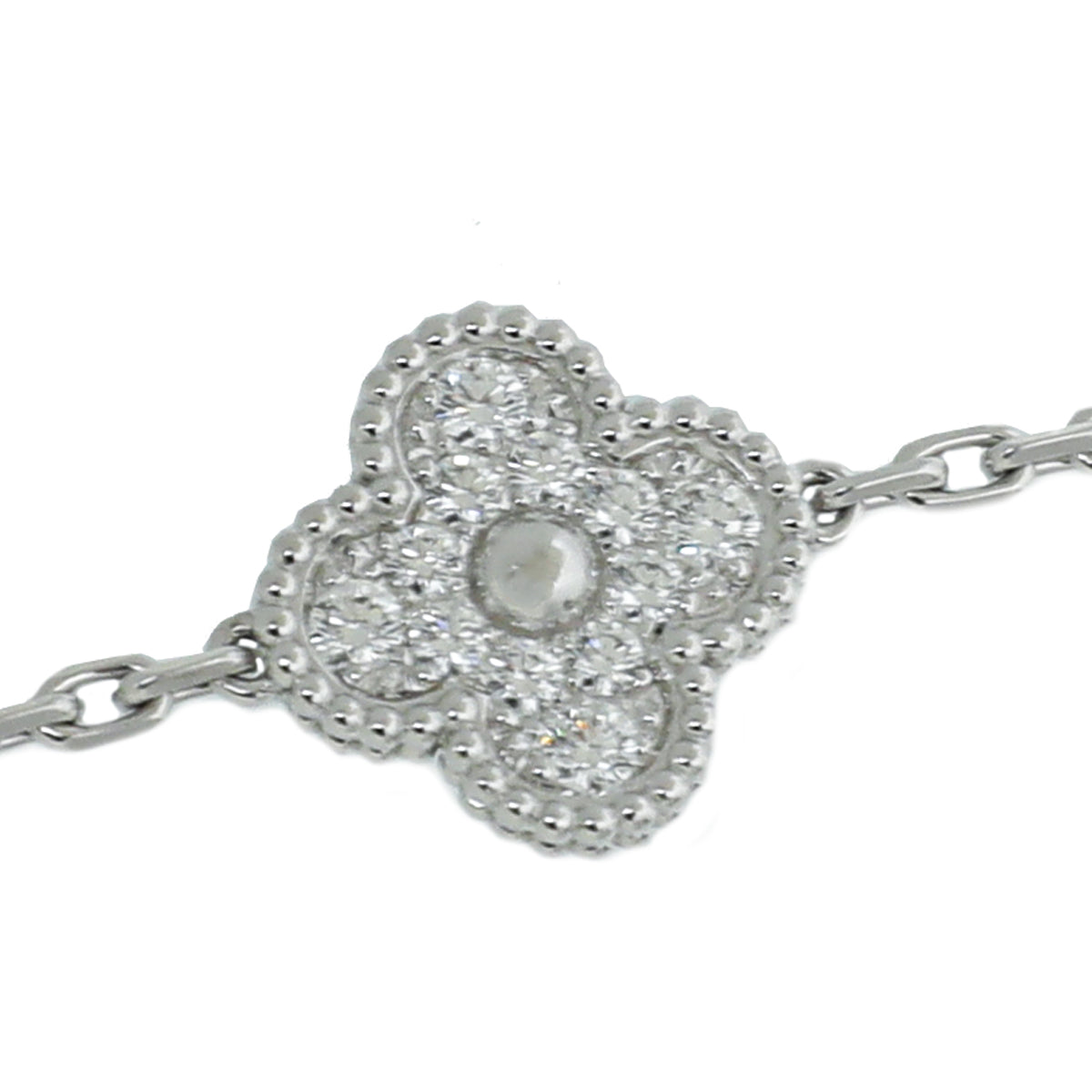 Van Cleef & Arpels 18K White Gold Diamond Vintage Alhambra Bracelet ...