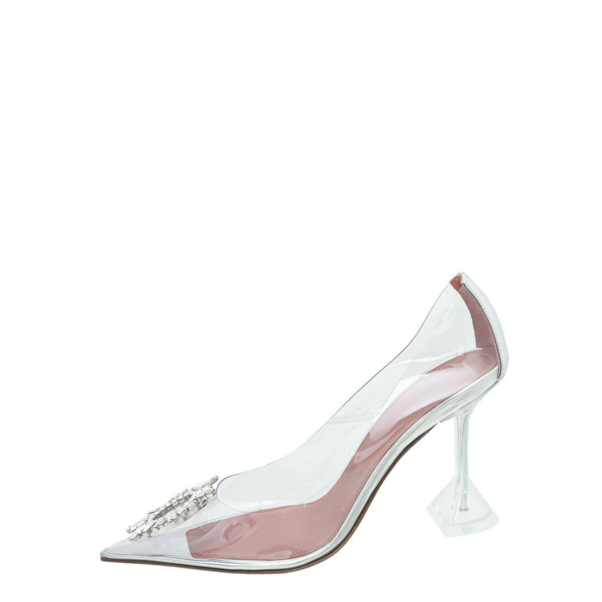 Amina Muaddi White Transparent PVC Begum Glass Pumps 38.5 – THE CLOSET