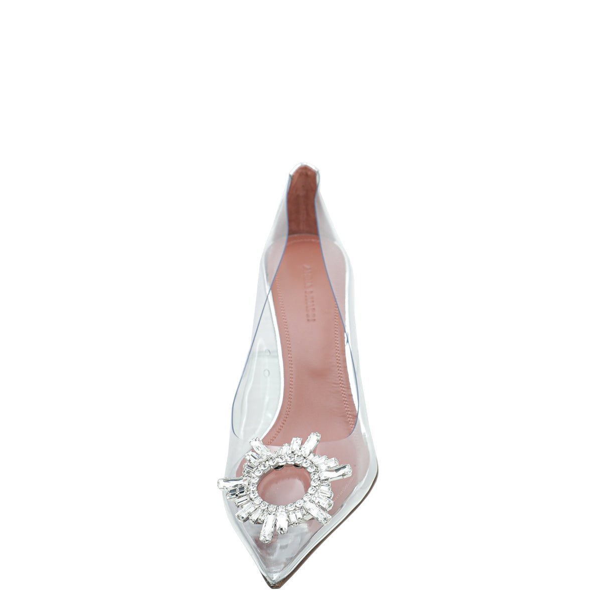 Amina Muaddi White Transparent PVC Begum Glass Pumps 38.5 – THE CLOSET