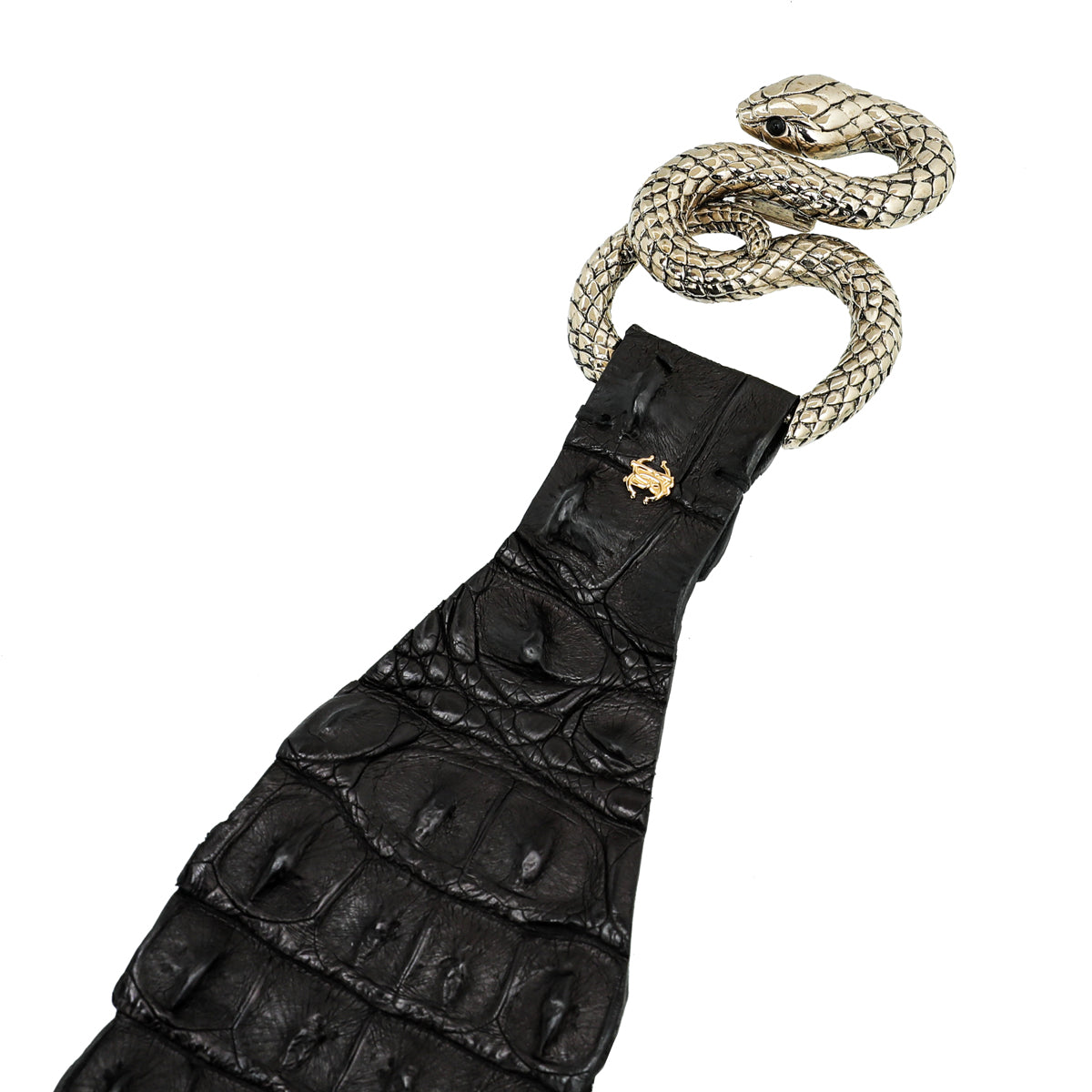 Roberto Cavalli Black Crocodile Serpent Buckle Wide Belt – THE CLOSET