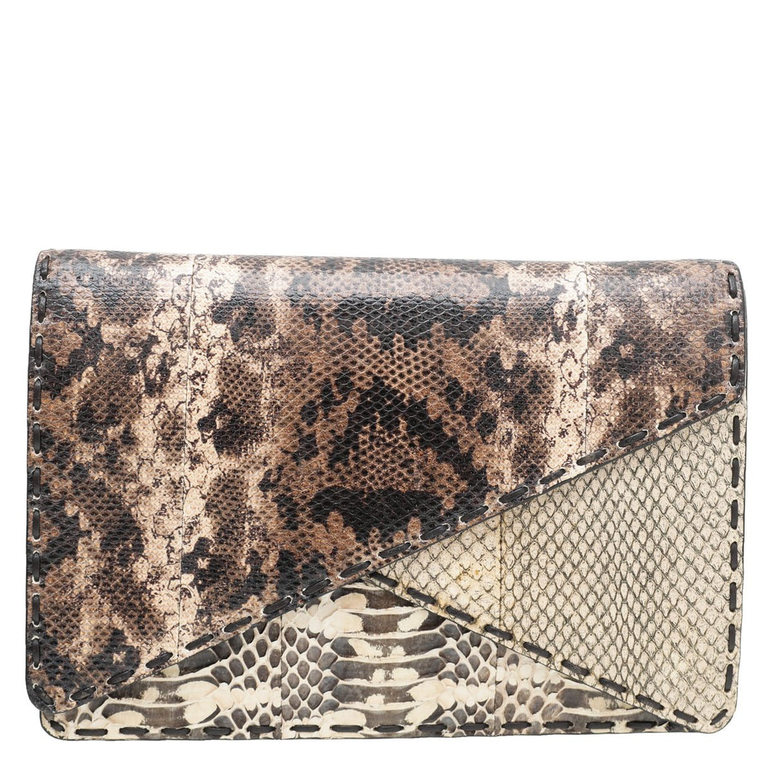 Bottega Veneta Beige Brown Karung Snake Envelope Clutch – THE CLOSET