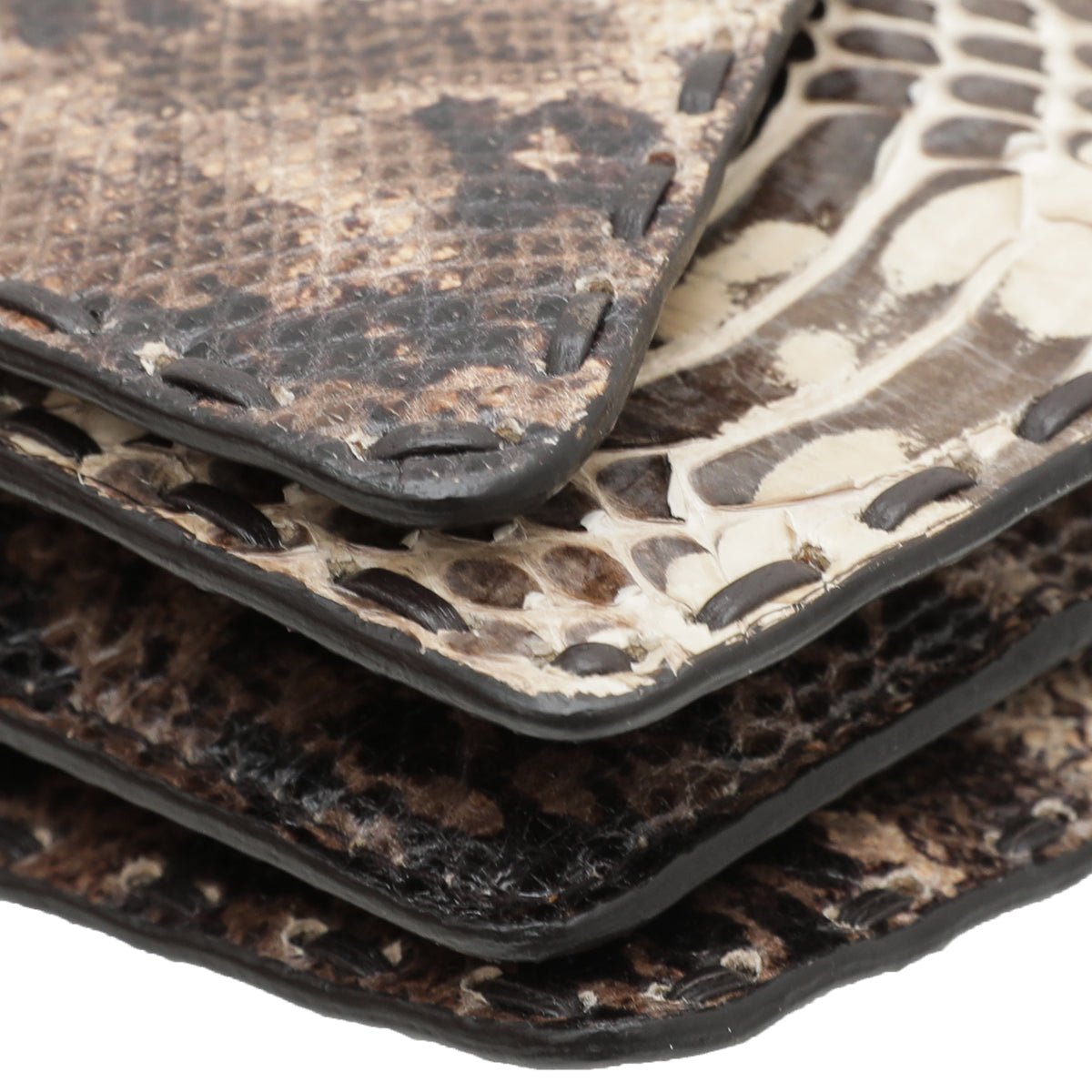 Bottega Veneta Beige Brown Karung Snake Envelope Clutch – THE CLOSET