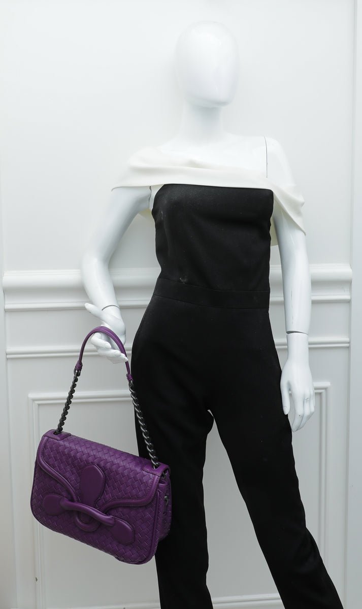 Bottega Veneta Violet Intrecciato Rialto Flap Bag – THE CLOSET