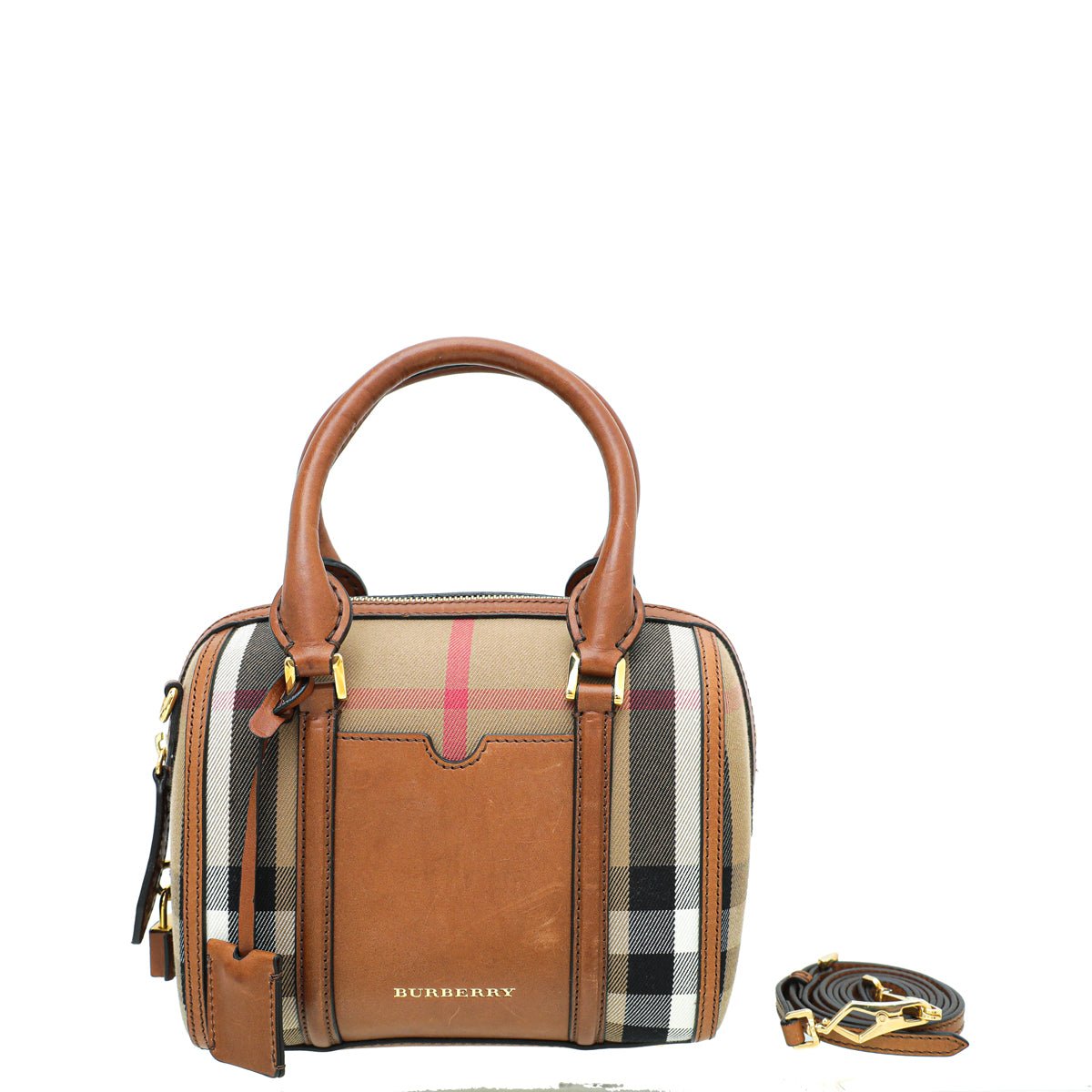 Burberry Brown House Check Bridle Small Alchester Bowling Bag – THE CLOSET