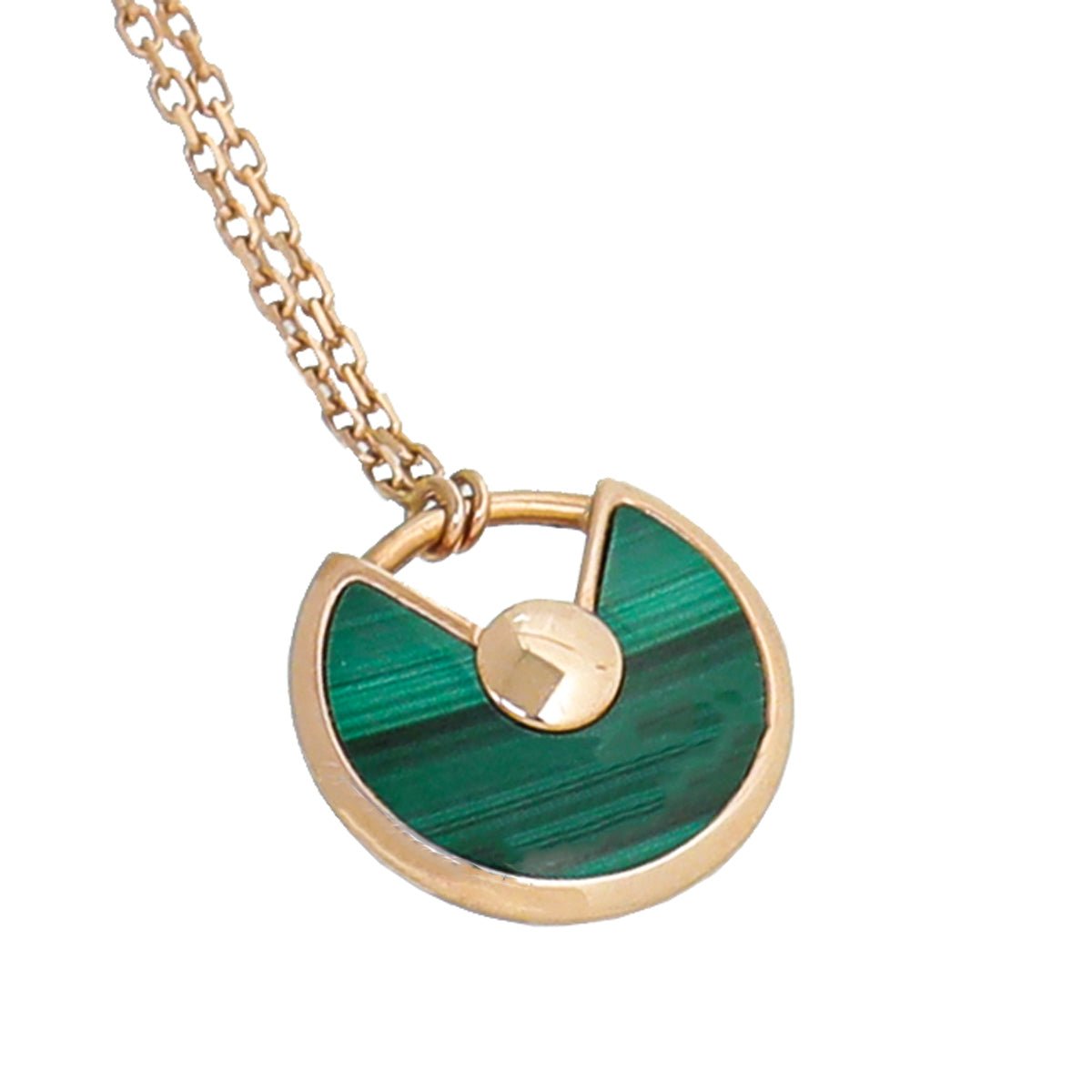 Cartier 18K Pink Gold Malachite Diamond Amulette De Cartier XS Necklac ...