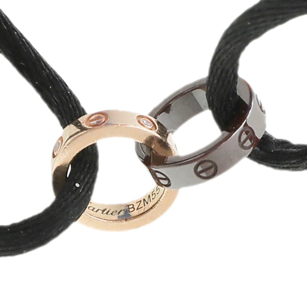 Cartier 18K Rose Gold 4 Diamond Black Ceramic Cord Love Bracelet – THE ...