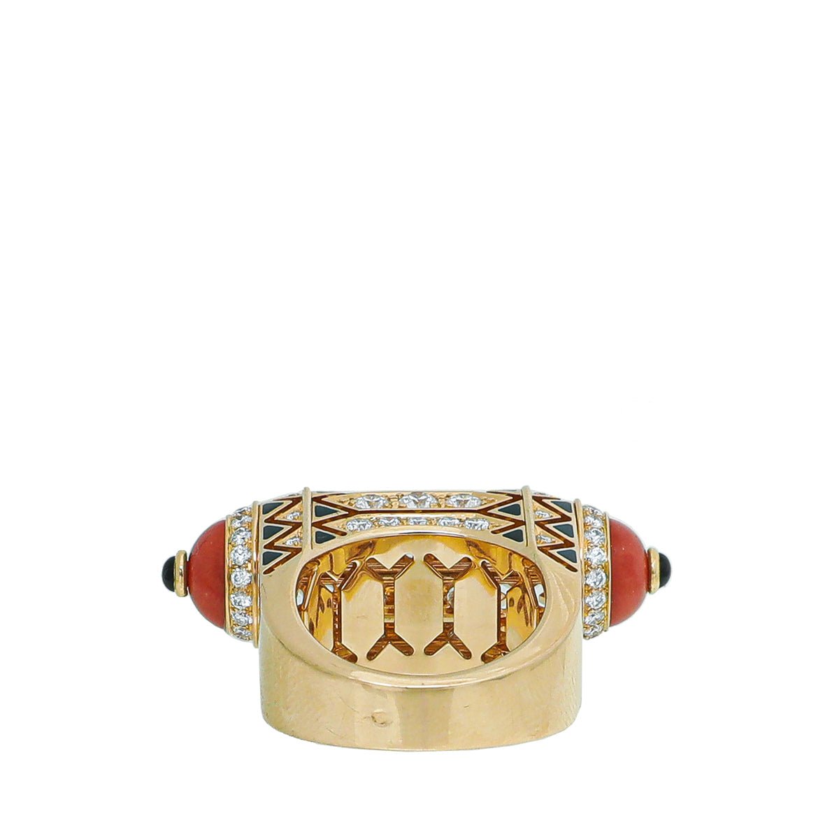 Cartier 18K Rose Gold Geometry Contrast Coral, Onyx, Black Lacquer, Di ...