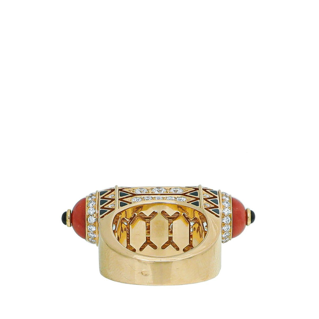 Cartier 18K Rose Gold Geometry Contrast Coral, Onyx, Black Lacquer, Di ...