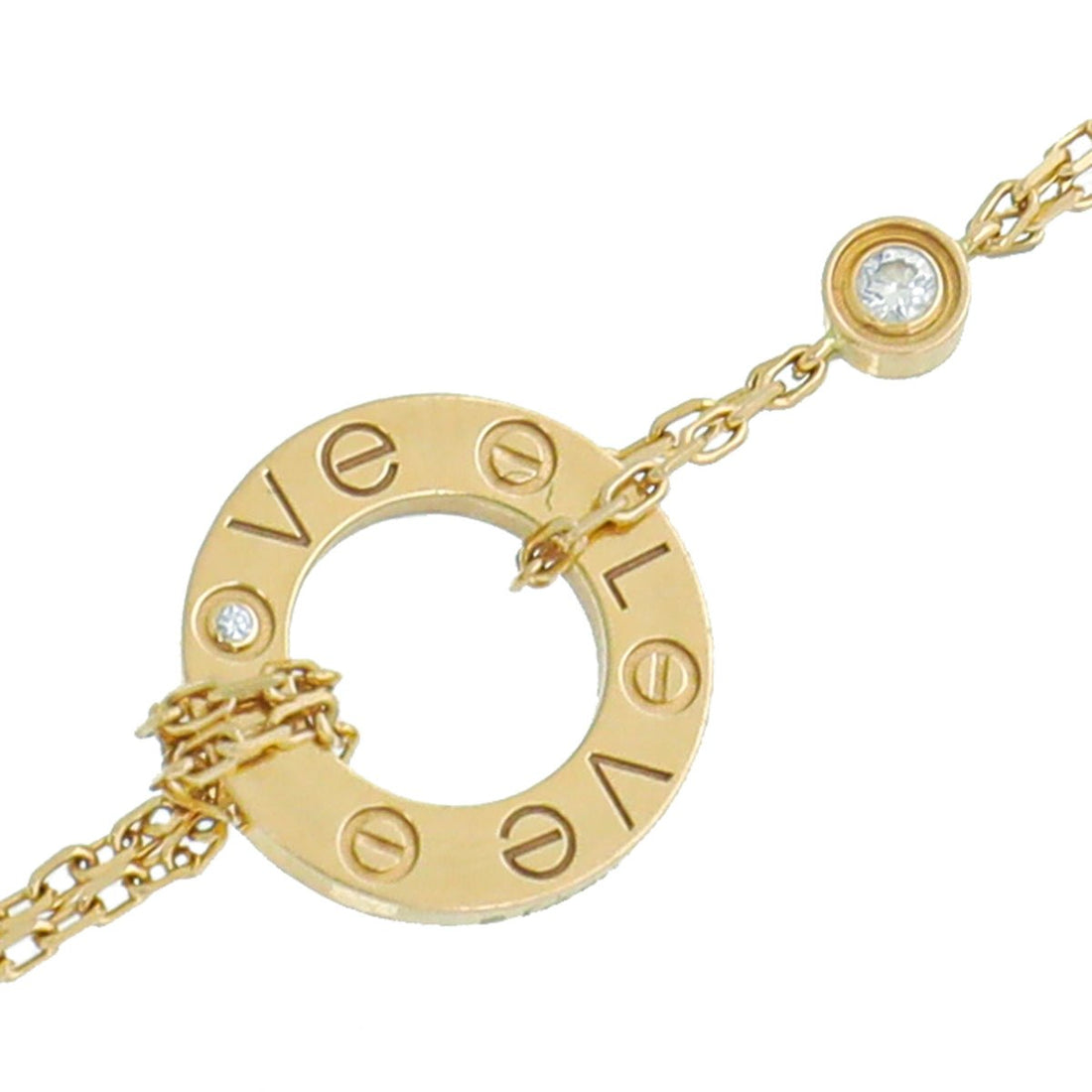 Cartier 18K Yellow Gold 2 Diamonds Love Double Chain Bracelet – The Closet