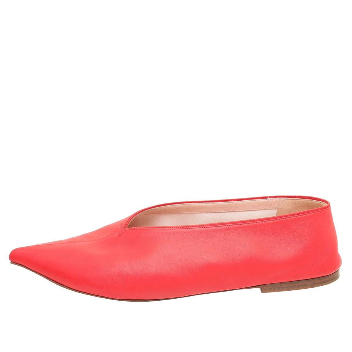 Celine Red Pointed V Neck Flat Ballerina 39 – THE CLOSET