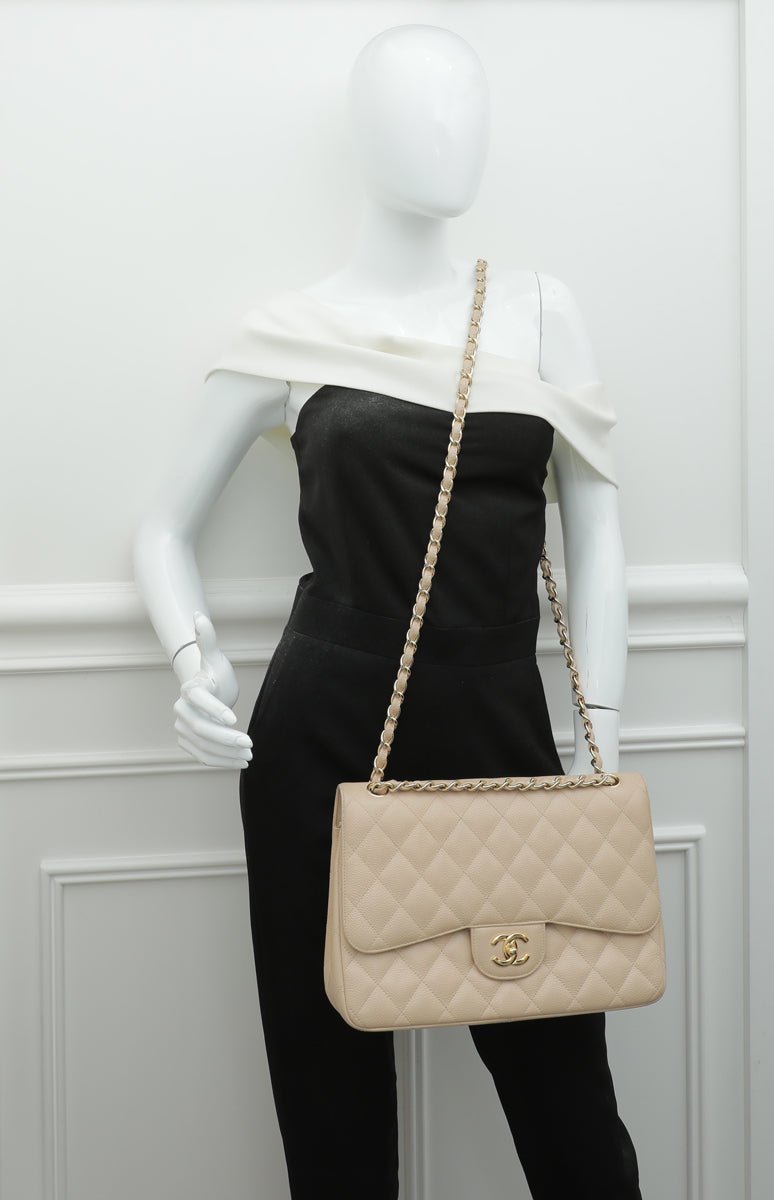 Chanel Beige CC Classic Double Flap Jumbo Bag – THE CLOSET