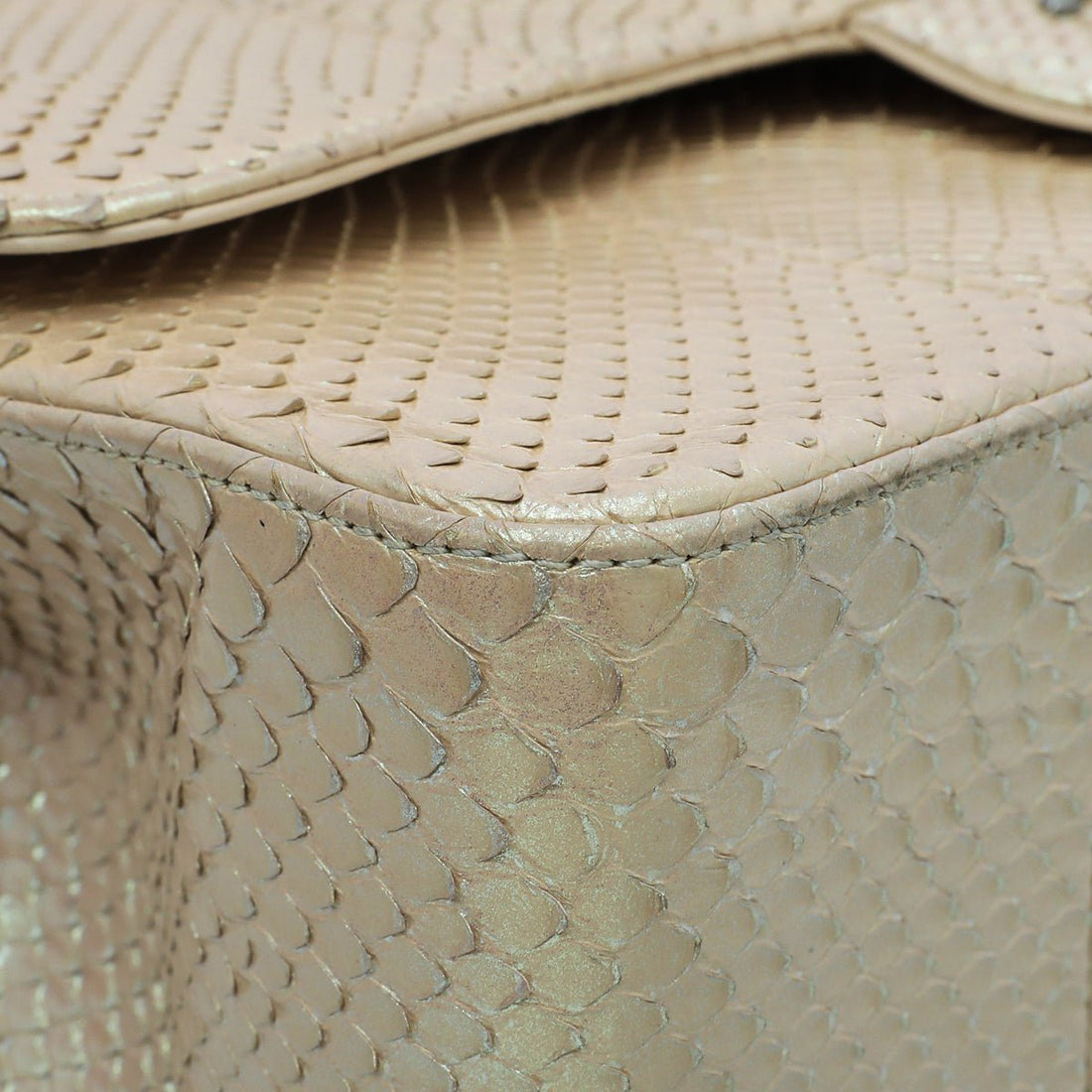 Chanel Beige Metallic Python CC Classic Double Flap Jumbo Bag – The Closet