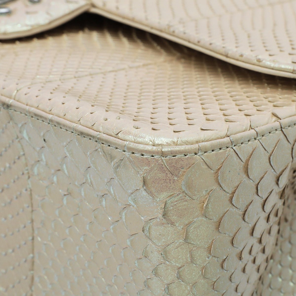 Chanel Beige Metallic Python CC Classic Double Flap Jumbo Bag – THE CLOSET