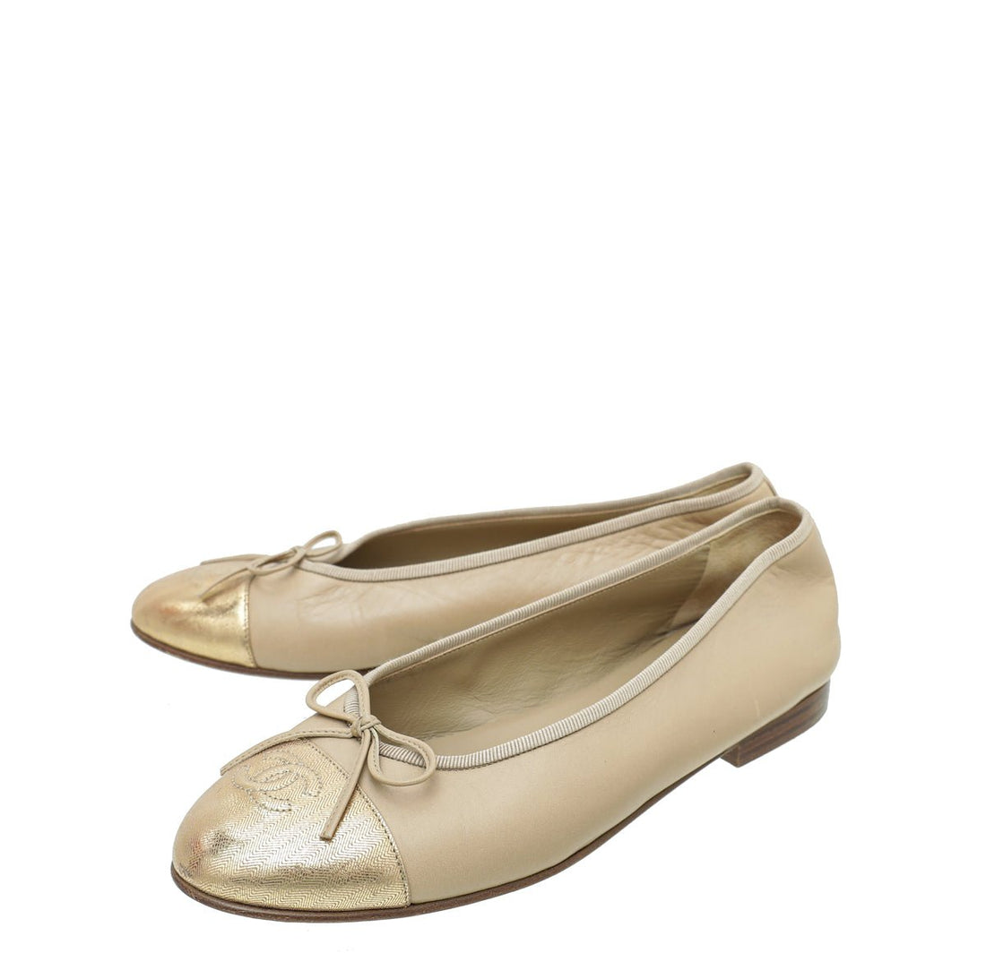 Chanel Bicolor CC Cap Toe Ballet Flats 38 – The Closet