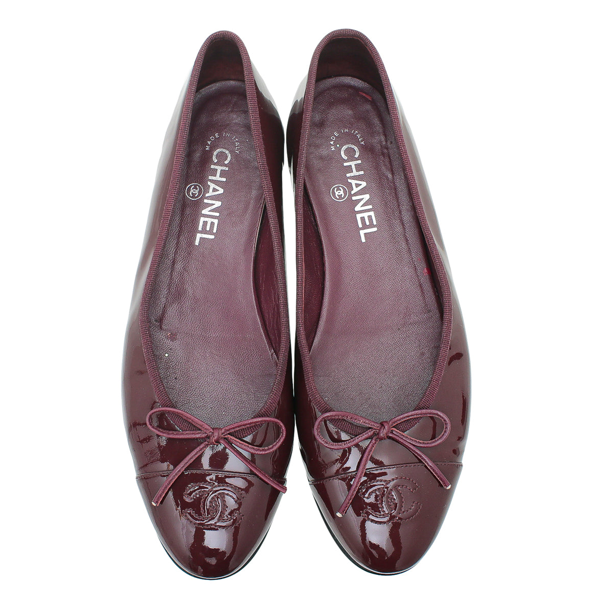 Chanel Burgundy CC Cap Toe Flat Ballerina 40 – THE CLOSET