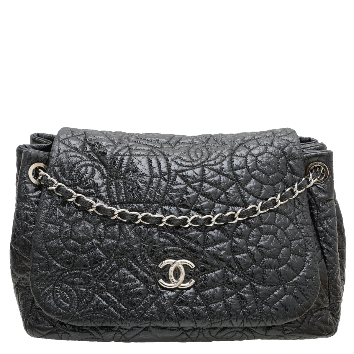 Chanel Black CC Vinyl Graphic Edge Accordion Flap Bag – THE CLOSET